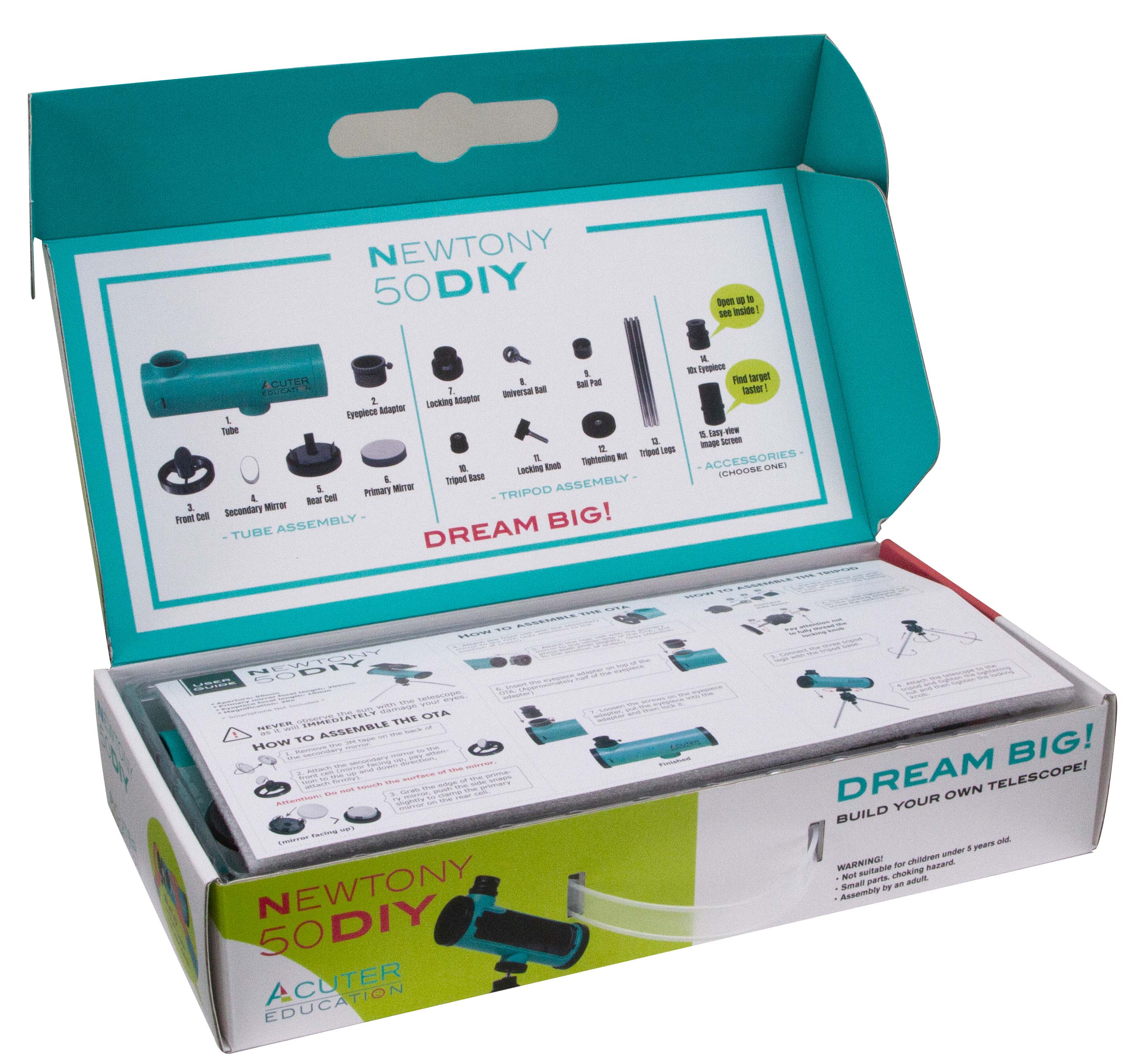 Acuter Newtony 50 DIY Educational Telescope Kit - Optical Vision Ltd